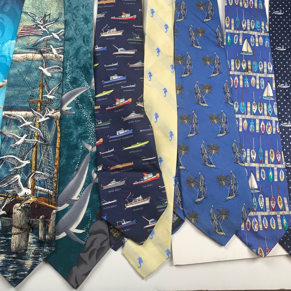 Novelty Men’s Nautical Ocean Ship Boat Themed Ties - Gem